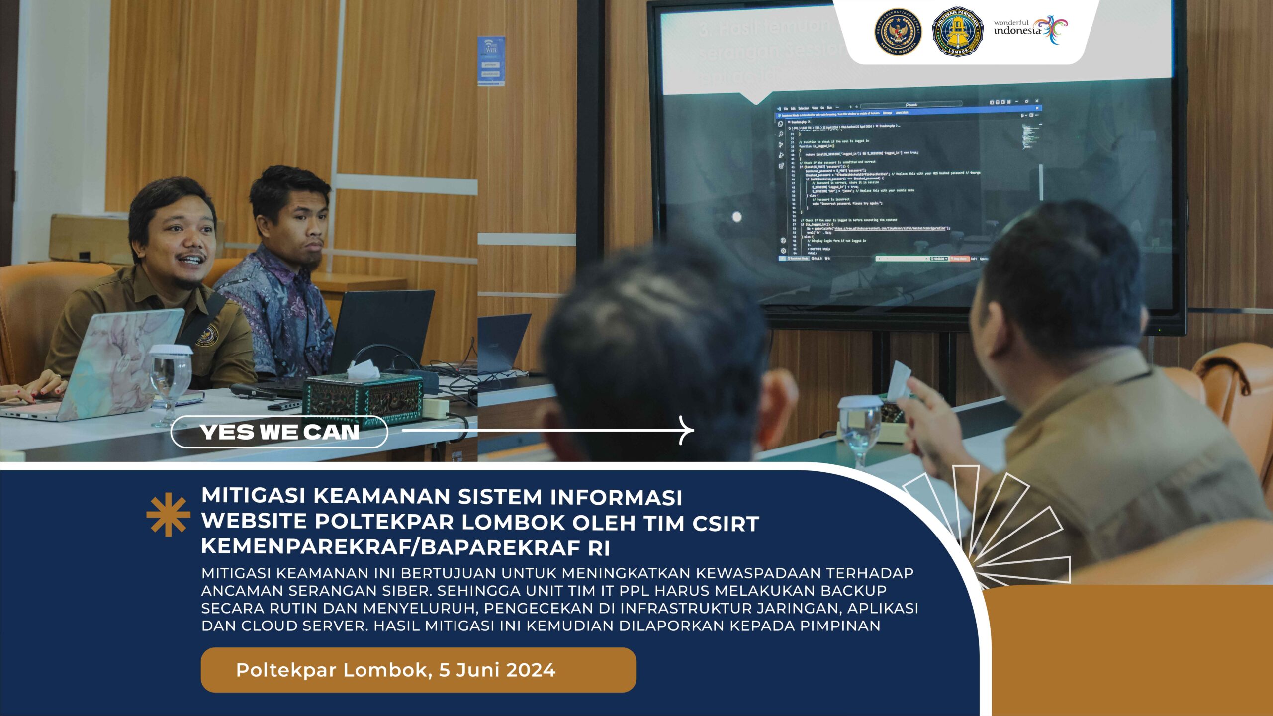 Mitigasi Keamanan Sistem Informasi Website Poltekpar Lombok oleh Tim CSIRT Kemenparekraf ...